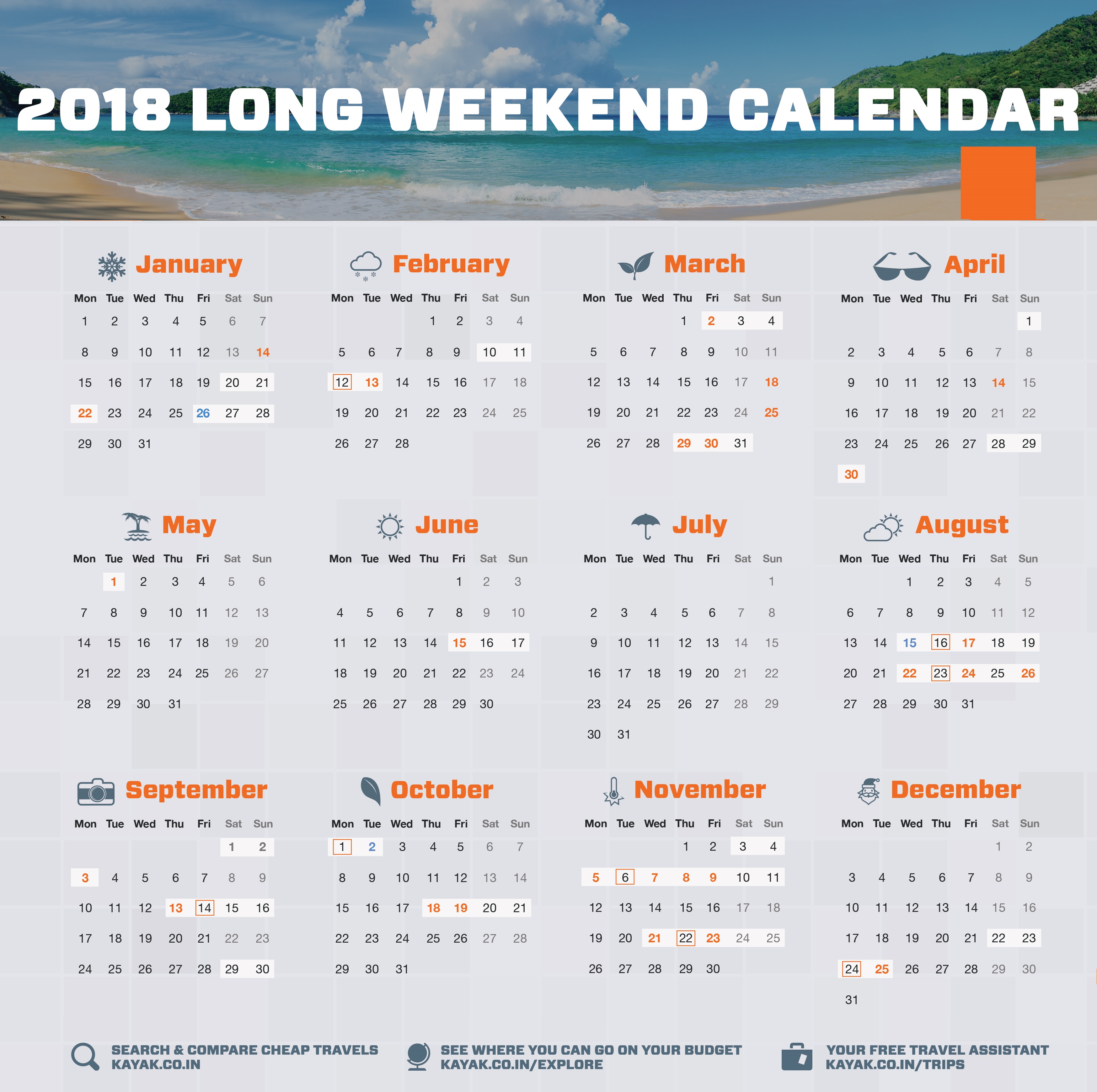 India Enjoys 16 Long Weekends In 2018, So Start Travelling! | KAYAK.co.in